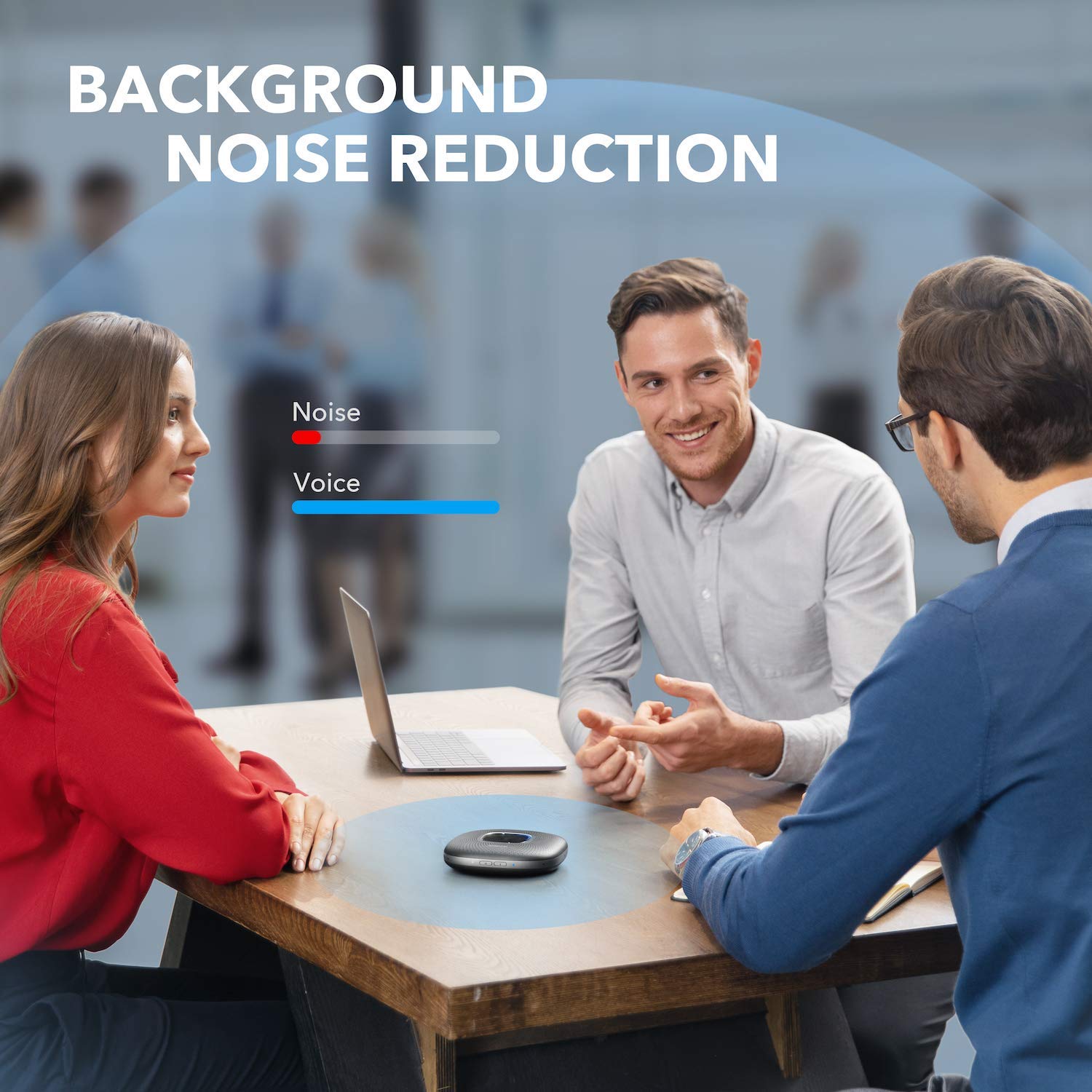 Anker PowerConf Bluetooth Speakerphone with 6 Microphones, Enhanced Voice Pickup, 24H Call Time, Bluetooth 5, USB C, Bluetooth Conference Speaker Compatible with Leading Platforms(Renewed)