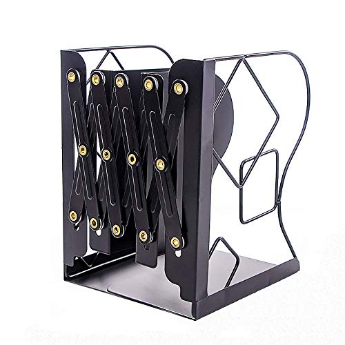 YIHUI Book Ends,Decorative Adjustable Book Ends for Shelves Heavy Books,Nonslip Book Stander for Desk, Shelf, Office, Stationery Kids Gift (Black)