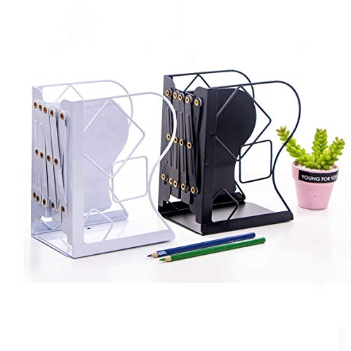 YIHUI Book Ends,Decorative Adjustable Book Ends for Shelves Heavy Books,Nonslip Book Stander for Desk, Shelf, Office, Stationery Kids Gift (Black)