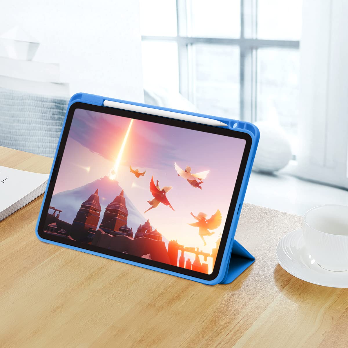SIWENGDE Case for iPad Pro 11 Inch 4th/3rd/2nd Generation 2022/2021/2020 with Pencil Holder [Support iPad 2nd Pencil Charging] Slim Trifold Stand Smart Protective Cover, Auto Wake/Sleep(Blue)