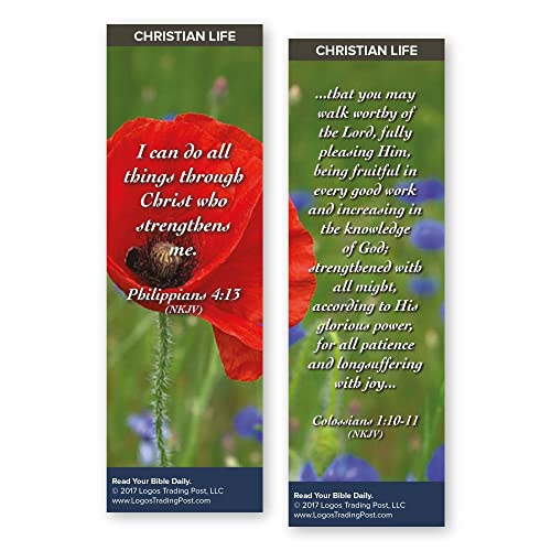 Christian Bookmark with Bible Verse, Pack of 25, Christian Life Themed, I Can Do All Things Through Christ Who Strengthens Me, Philippians 4:13