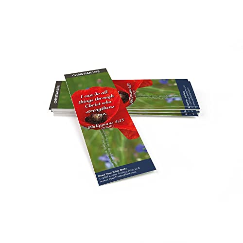 Christian Bookmark with Bible Verse, Pack of 25, Christian Life Themed, I Can Do All Things Through Christ Who Strengthens Me, Philippians 4:13