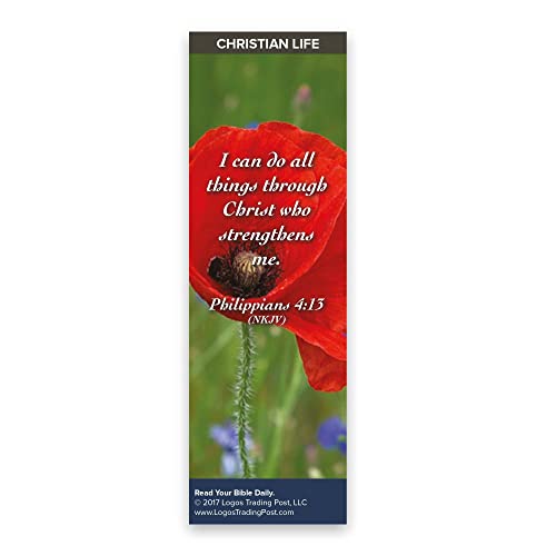Christian Bookmark with Bible Verse, Pack of 25, Christian Life Themed, I Can Do All Things Through Christ Who Strengthens Me, Philippians 4:13