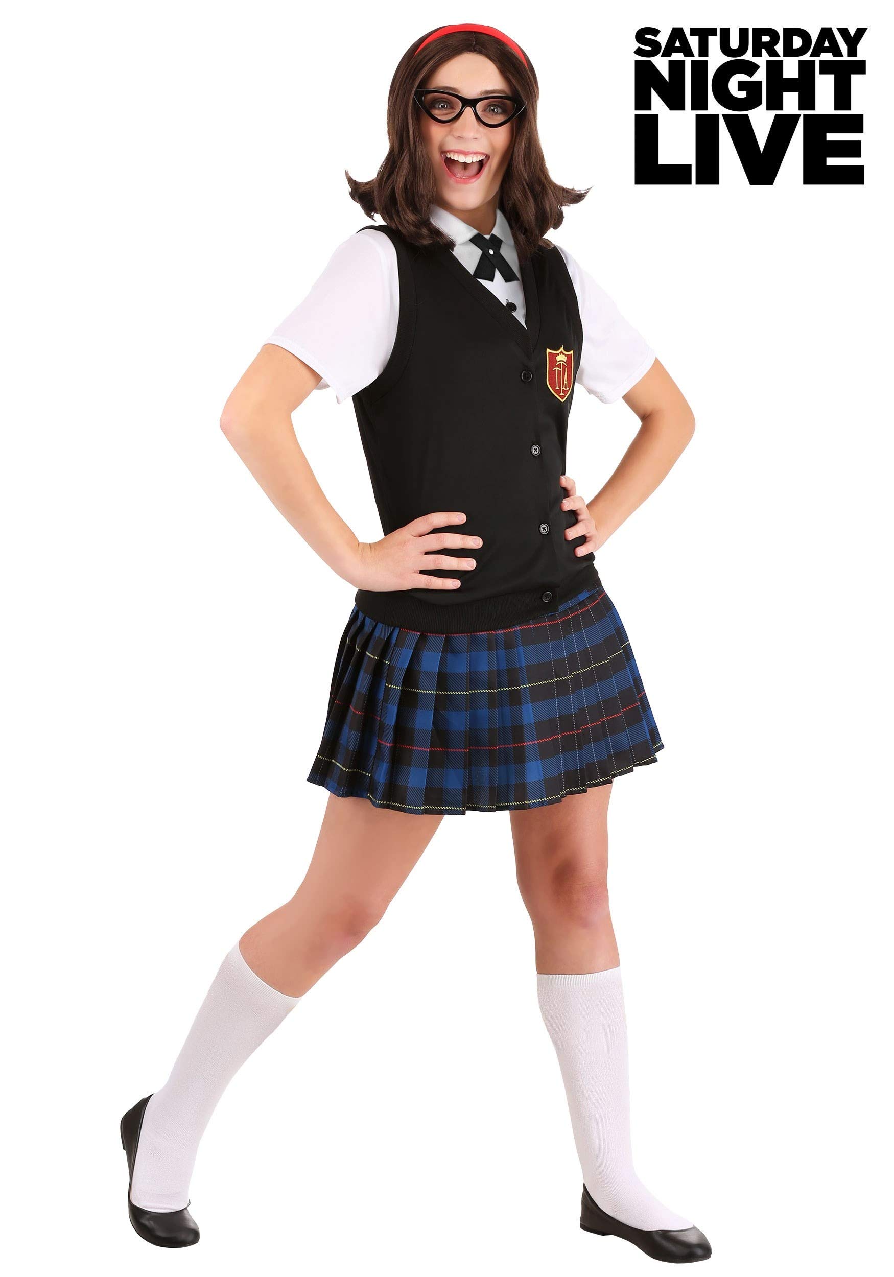 Women's SNL Mary Katherine Gallagher Costume | Adult Saturday Night Live Outfit for Halloween, Cosplay, & Parties Medium Blue, Black