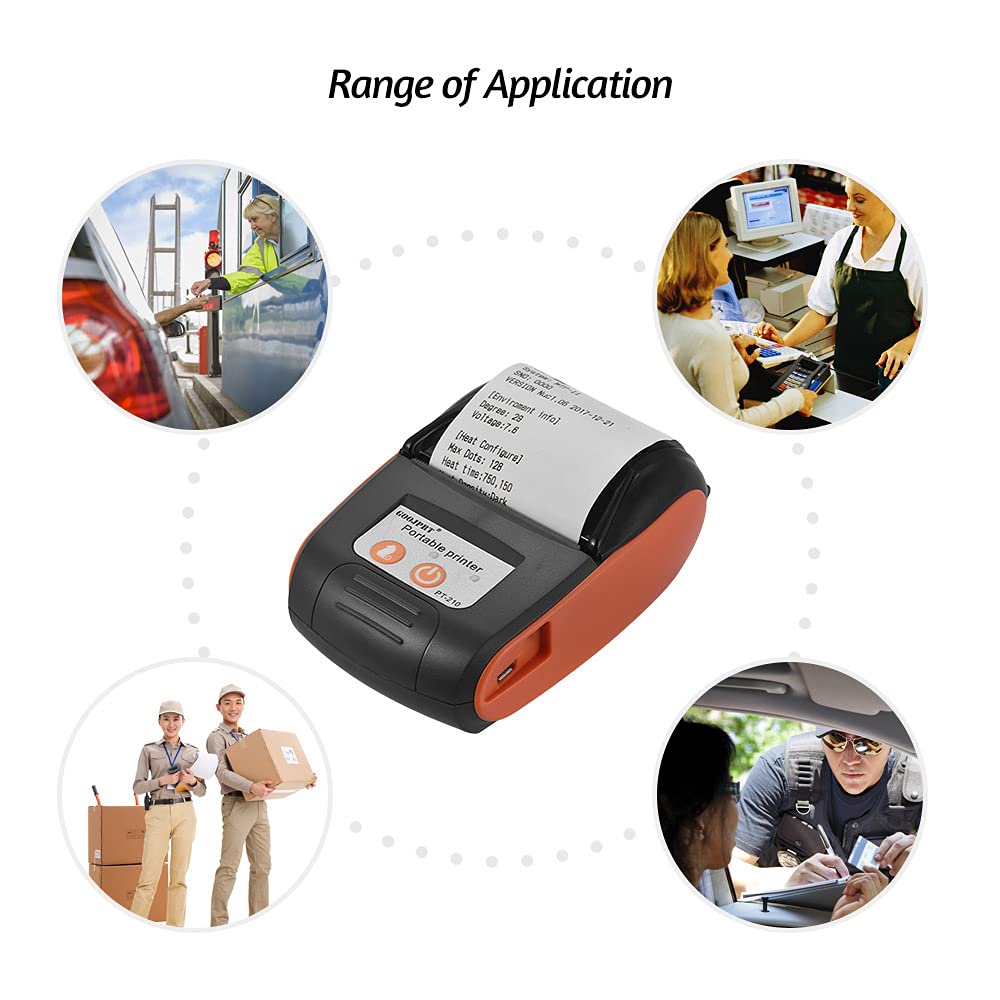 BISOFICE PT-210 Portable Mini Thermal Printer Handheld 58mm Receipt Printer for Retail Stores Restaurants Factories Logistics, 10 Paper Rolls