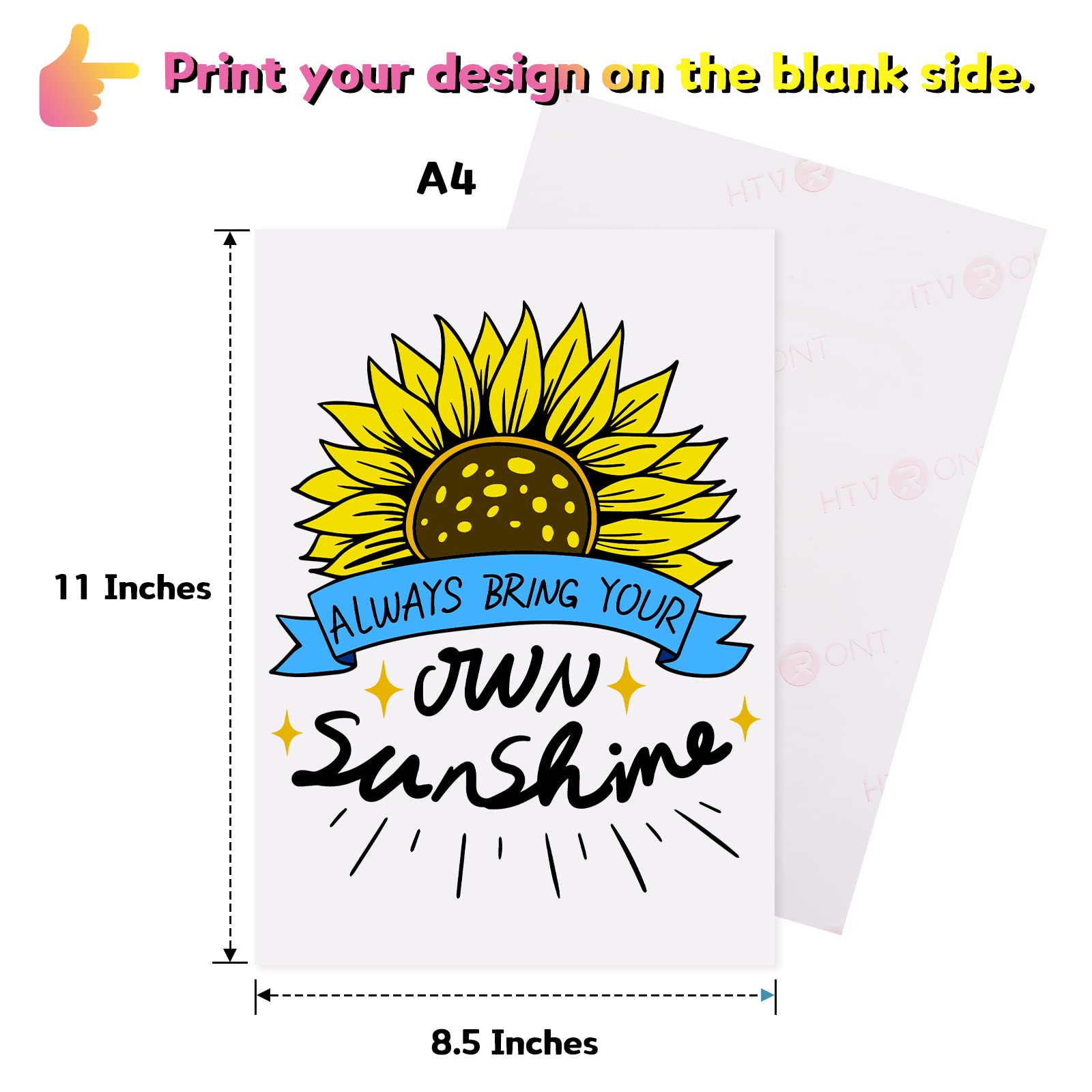 HTVRONT Heat Transfer Paper for Light T Shirts -25 Sheets 8.5x11" Iron on Transfer Paper for Inkjet & Laser Printer, Stretchable & Durable Printable Heat Transfer Vinyl, Easy to Use