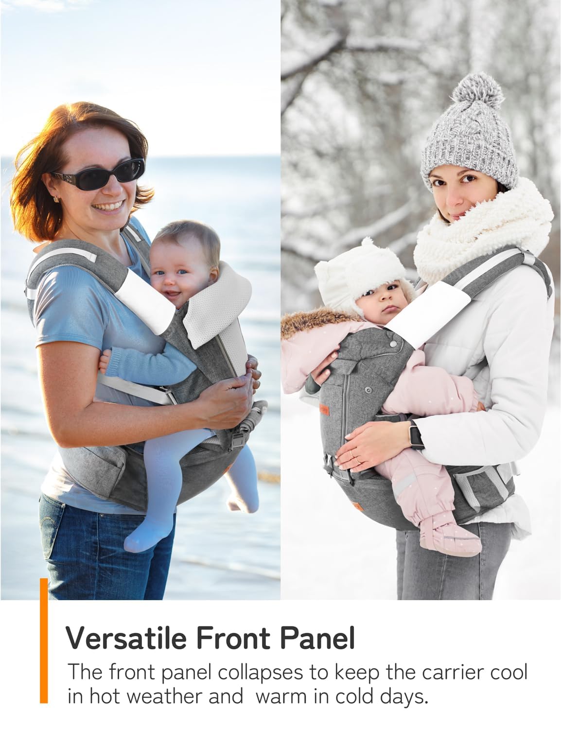 besrey Baby Carrier with Hip Seat Newborn to Toddler, 7-45lb, Summer Mesh Infant Carrier, Baby Body Holder Chest with Back Support, Front Facing Men Kangaroo Holder