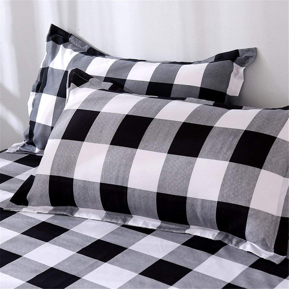 Farmhouse Buffalo Checked Bedding Set Black Gray White Plaid Comforter Cover Twin,Soft Lightweight Grid Bedspreads, 1 Lattice Duvet Cover , 1 Pillow Sham Modern Geometric Decor Grey Quilt,Zipper