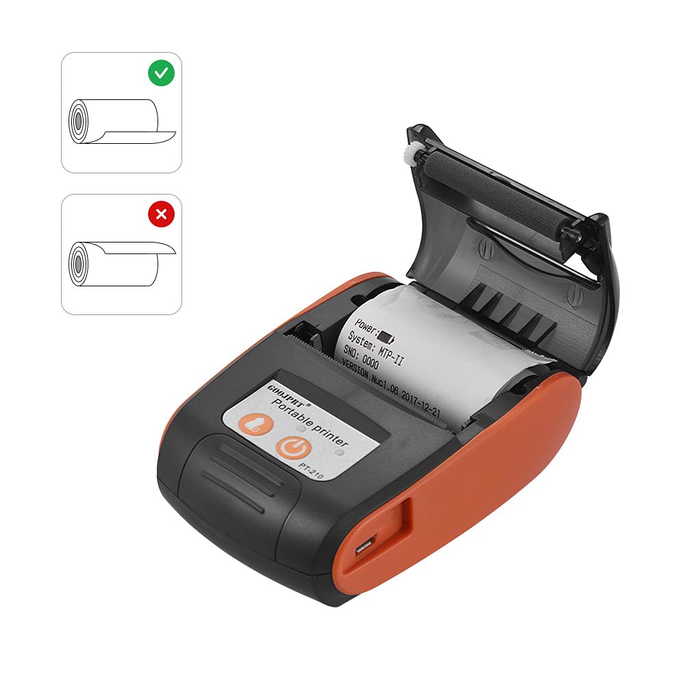 BISOFICE PT-210 Portable Mini Thermal Printer Handheld 58mm Receipt Printer for Retail Stores Restaurants Factories Logistics, 10 Paper Rolls