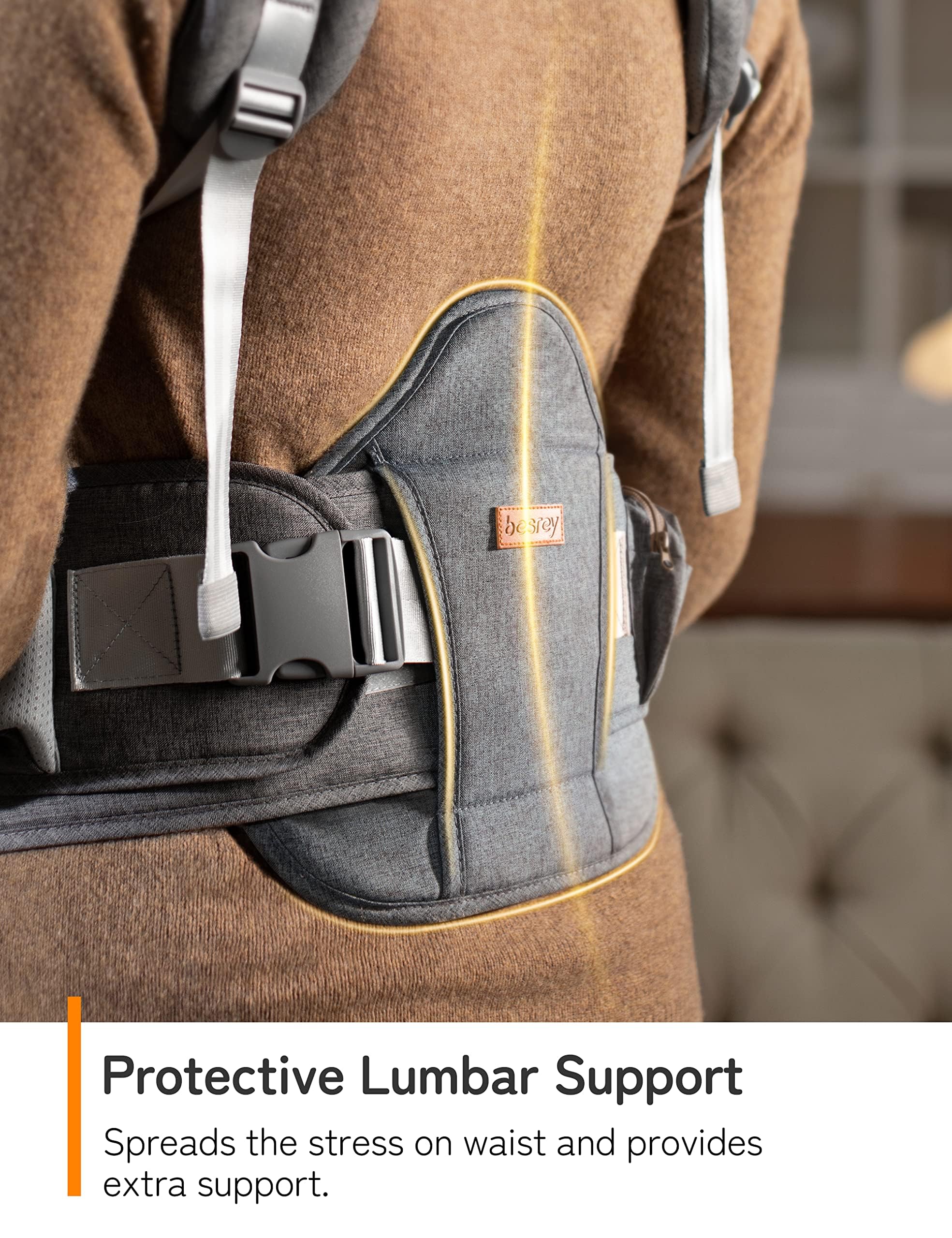 besrey Baby Carrier with Hip Seat Newborn to Toddler, 7-45lb, Summer Mesh Infant Carrier, Baby Body Holder Chest with Back Support, Front Facing Men Kangaroo Holder