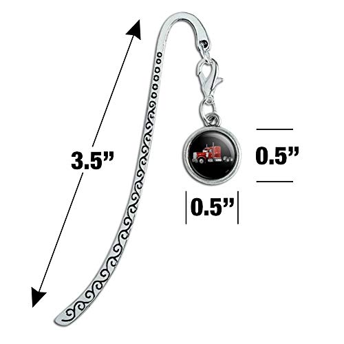 Semi Tractor Trailer Truck Trucker Metal Bookmark Page Marker with Charm