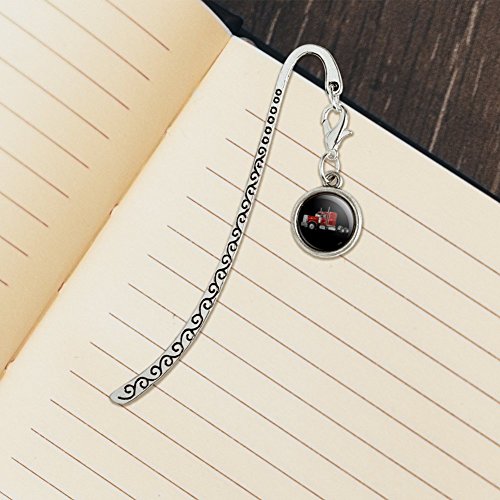 Semi Tractor Trailer Truck Trucker Metal Bookmark Page Marker with Charm