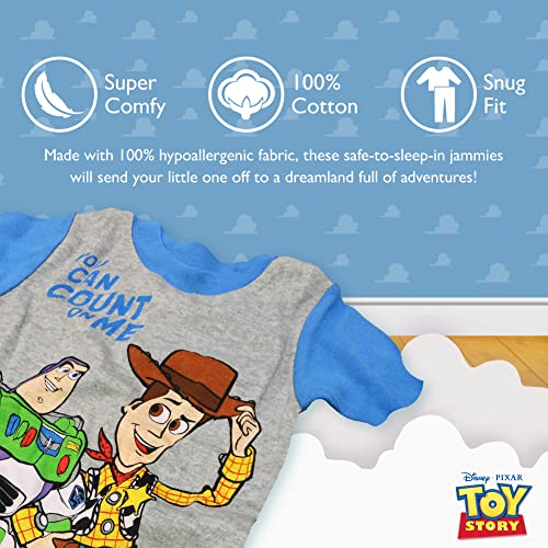 Disney Boys' Toy Story 2-Piece Snug-Fit Cotton Pajamas Set With Book, COUNT ON ME, 2T