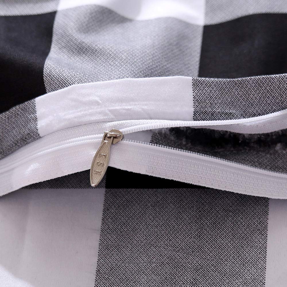 Farmhouse Buffalo Checked Bedding Set Black Gray White Plaid Comforter Cover Twin,Soft Lightweight Grid Bedspreads, 1 Lattice Duvet Cover , 1 Pillow Sham Modern Geometric Decor Grey Quilt,Zipper