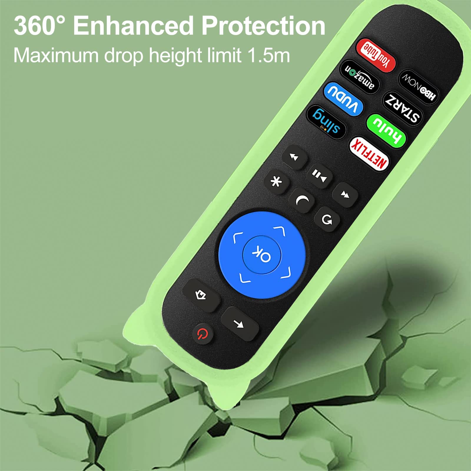 Pack of 2 RC280 Remote Control Replacement Compatible with All TCL Roku TV Remote, Compatible with TCL Roku 32" 40" 43" 48" 49" 50" 55" 65" 75" 85" TV with Remote Cover (Glow Pink and Green)
