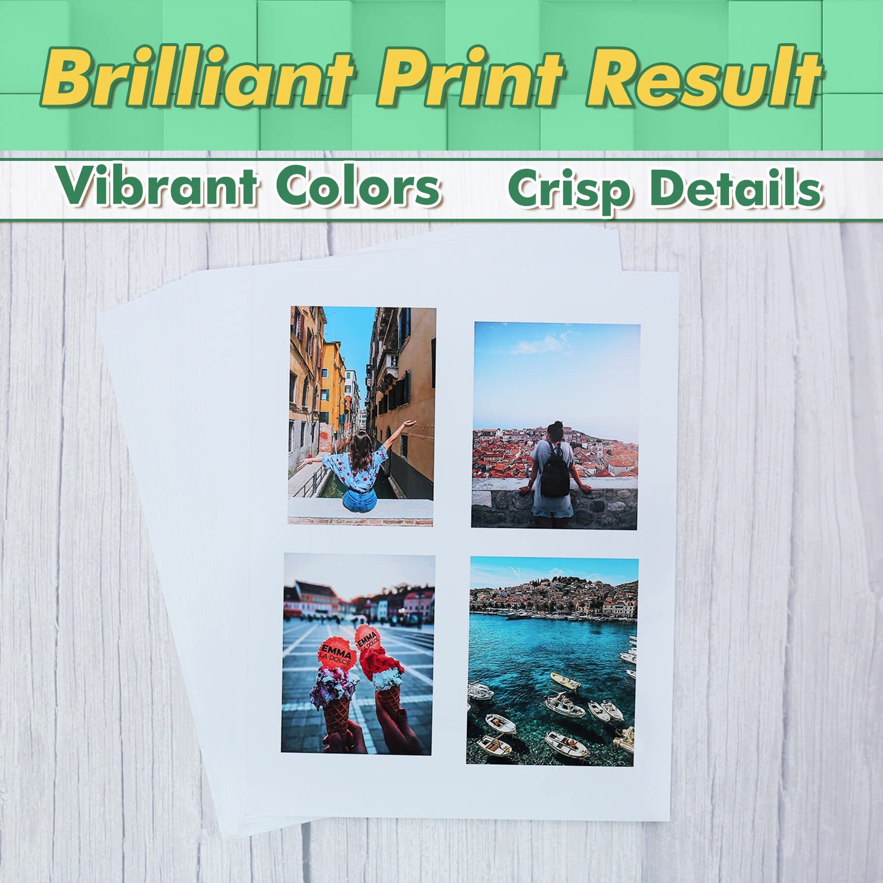 Koala Glossy Sticker Paper for Inkjet & Laser Printer, Printable Photo Sticker Paper, 20 Sheets 8.5x11 In Self-Adhesive Photo Paper for Scrapbooking, Brand Logo, Party Decor Stickers