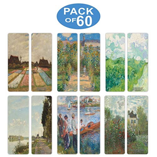 Creanoso Famous Classic Art Series 5 Bookmarks (60-Pack) β Van Gogh, Claude Monet, Auguste Renoir β Classical Art Inspiring Impressions β Great Bookmarker Collection for Men, Women, Teens, Artists
