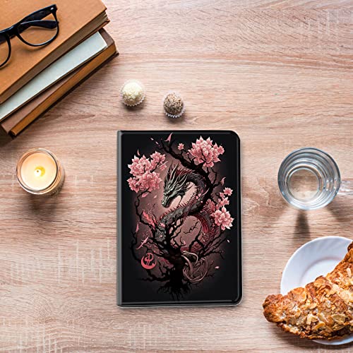 Case for iPad Pro 11 inch 4th/3rd/2nd Generation (2022/2021/2020) Slim PU Leather Multi-Angle Smart Folio Stand Cover with Auto Wake Sleep, Cherry Blossom Dragon