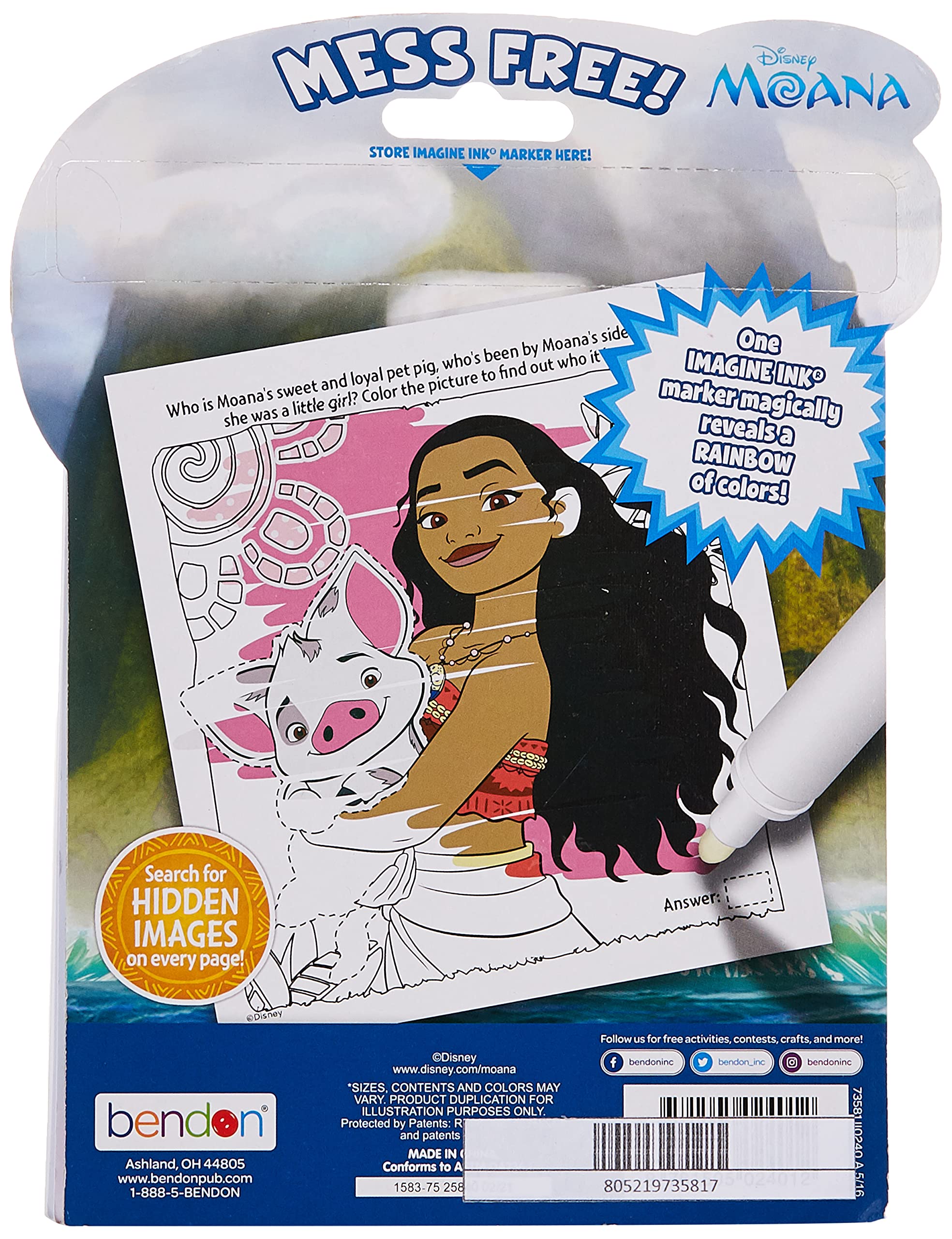 Bendon Moana Imagine Ink | Moana Coloring Book with Mess Free Marker | Moana Activity Book (Moana 1)