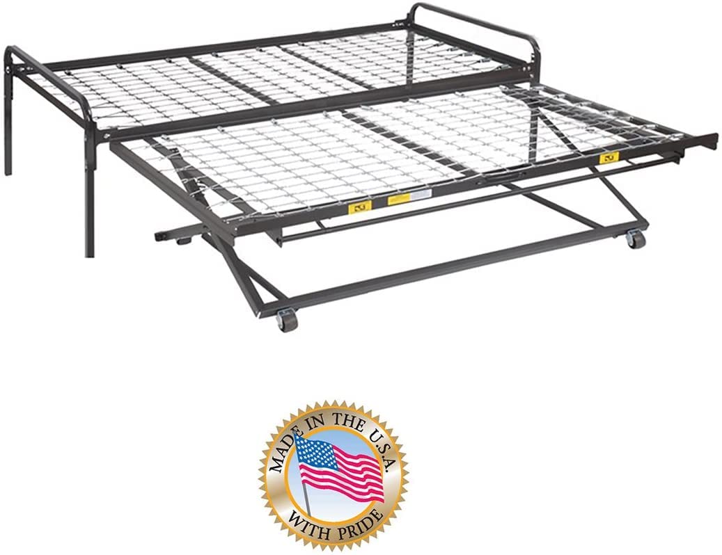 dream's SOLUTION Twin Size (39 inch W) Dark Black Metal (Daybed) Pop Up Trundle Frame Twin Size