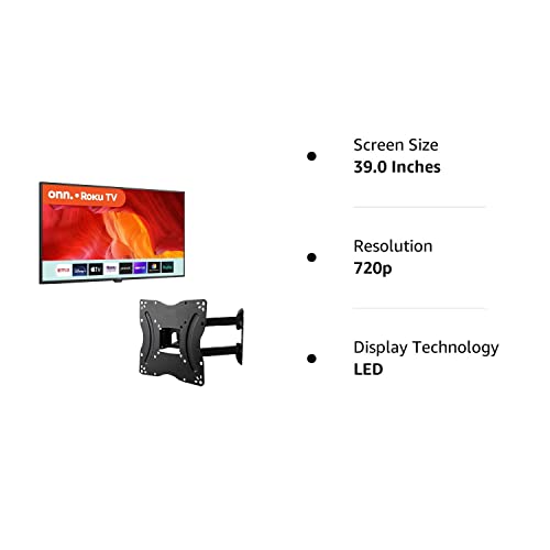 Onn 39-Inch Class HD 720p Smart LED TV 60Hz Refresh Rate Compatible with Alexa & Google Assistant + Free Wall Mount (No Stands) 100074926 (Renewed)