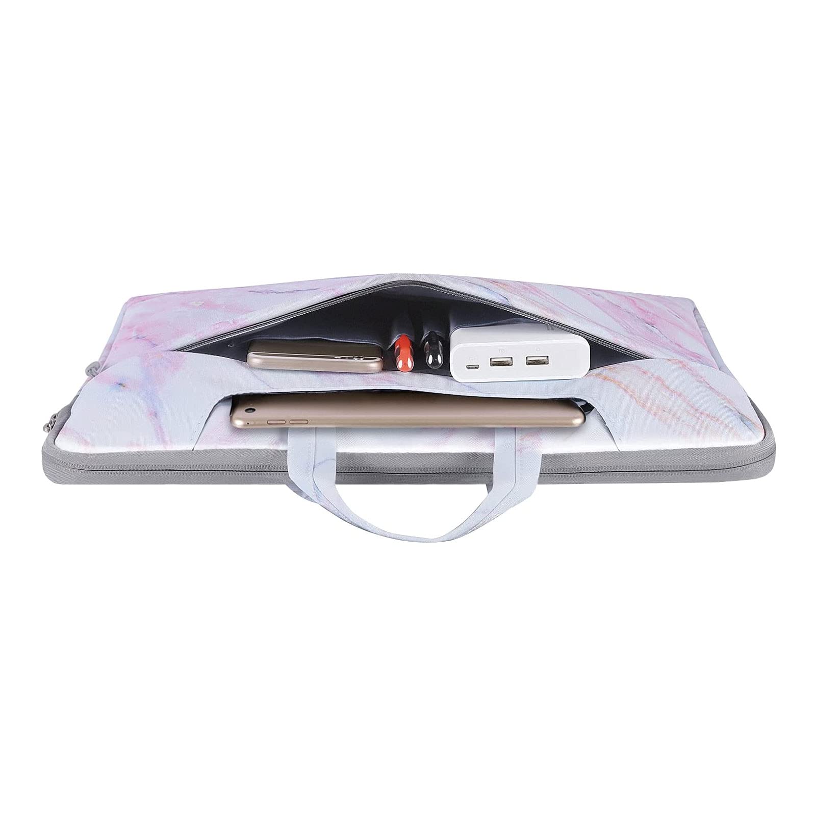 MOSISO Laptop Shoulder Bag Compatible with MacBook Air/Pro, 13-13.3 inch Notebook, Compatible with MacBook Pro 14 inch M3 M2 M1 2023-2021, Canvas Cross Grain Marble Carrying Briefcase Sleeve