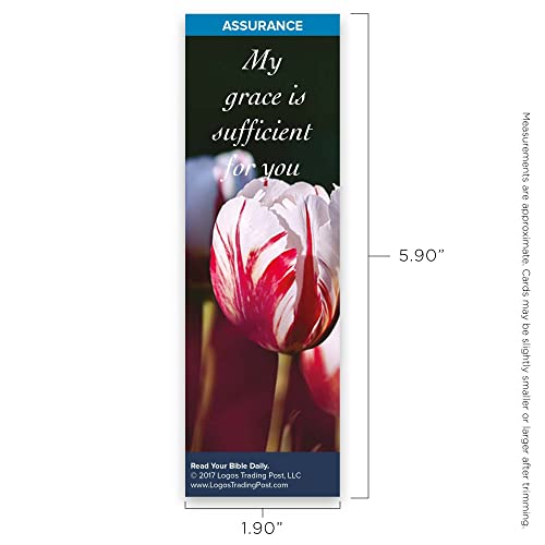 Christian Bookmark with Bible Verse, Pack of 25, Assurance Themed, My Grace is Sufficient for You, 2 Corinthians 12:9
