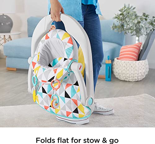 Fisher-Price Portable Baby Chair Sit-Me-Up Floor Seat with Developmental Toys & Machine Washable Seat Pad, Windmill