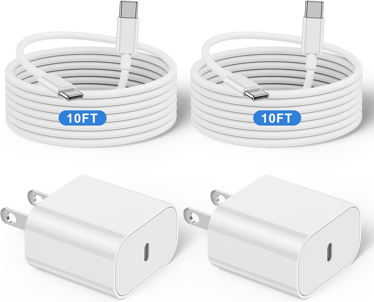 20W iPad Pro Fast Charger and 10ft USB C to C Charging Cable Cord Long for 2022/2021/2020/2018 iPad Pro 12.9/11/10.9 inch 5/4/3/2/1th Generation,iPad Air 5/4th,iPad Mini 6 Gen,iPad Wall Charger Block