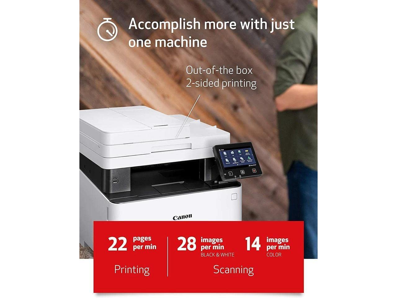 Canon Color imageCLASS MF644Cdw All-In-One Wireless Laser Printer, White - Print Scan Copy Fax - 5" Touchscreen, 22 ppm, 600x600 dpi, Auto 2-Sided Printing, 1GB Memory, 50-sheet ADF, Ethernet, Tillsiy