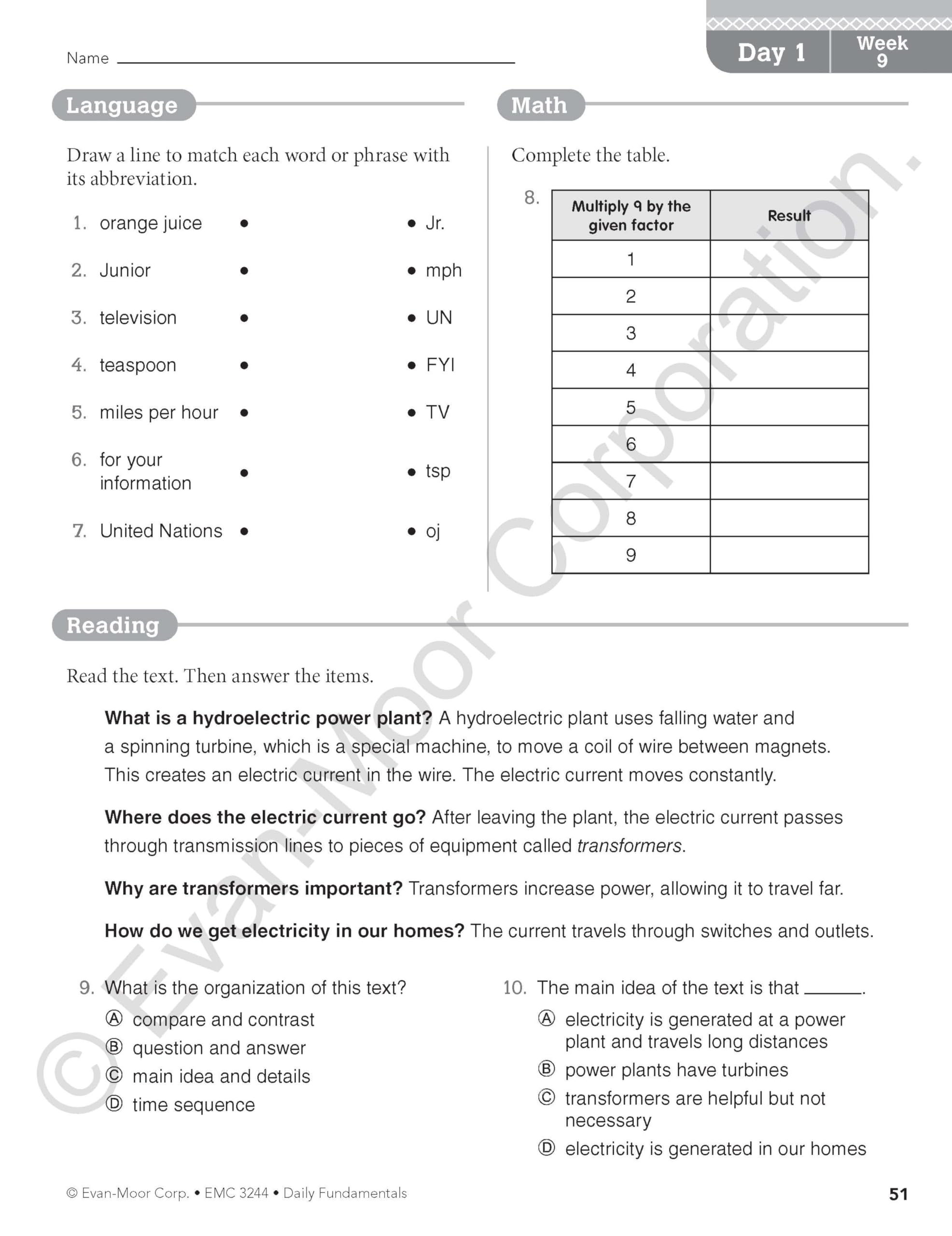 Evan-Moor Daily Fundamentals, Grade 4
