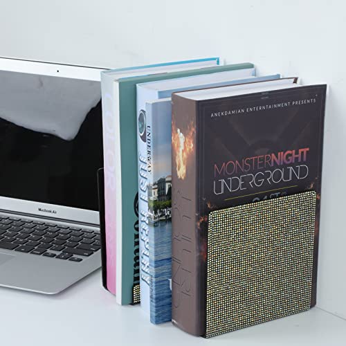 Bling Crystal Book Ends, Bookends for Shelves,Heavy Books, Book Stopper for Books,CDs,Video Games,Movies 1 Pair (Color)