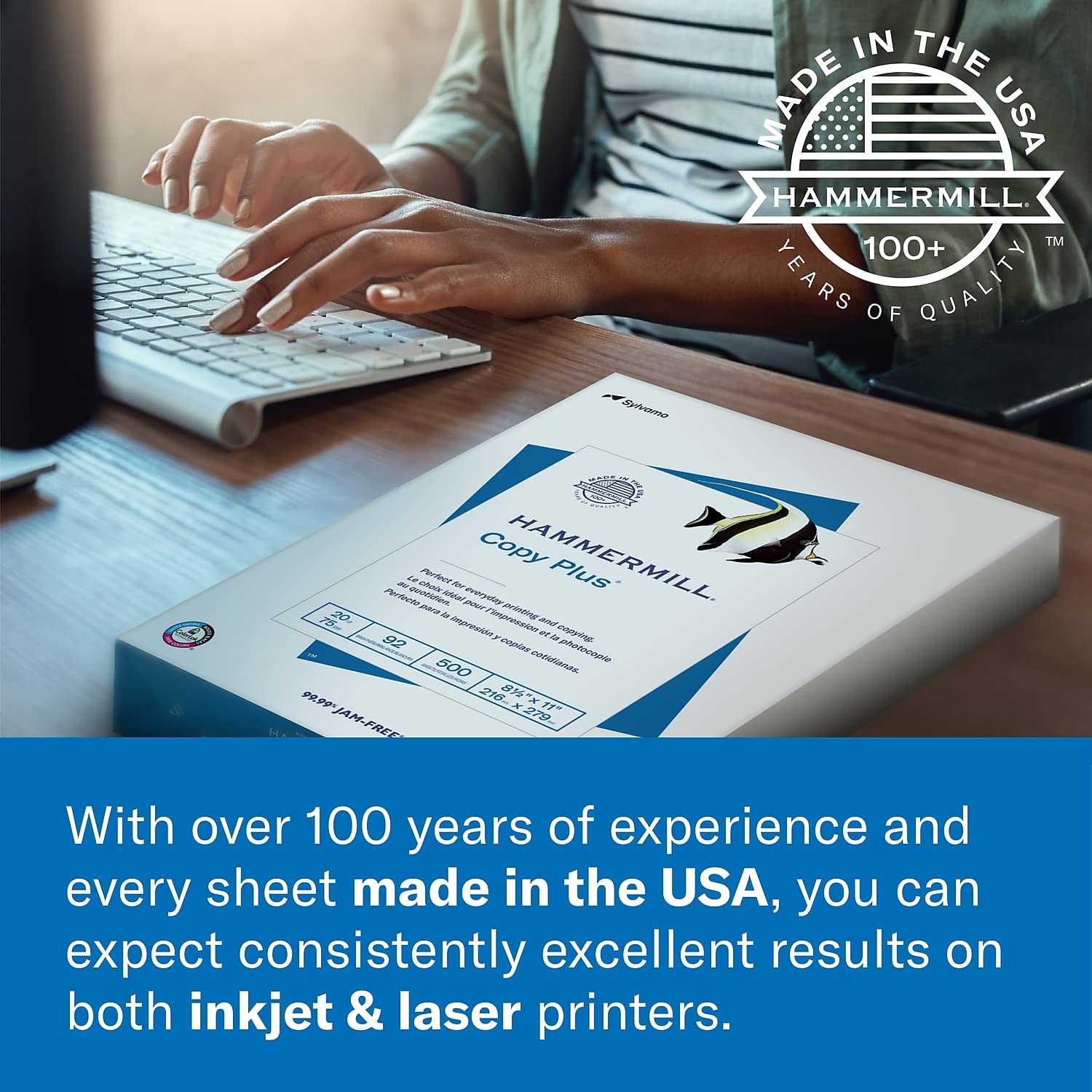 Hammermill Printer Paper, Premium Color 32 Lb Copy Paper, 8.5 x 11-1 Ream (500 Sheets) - 100 Bright, Made in the USA, 102630R
