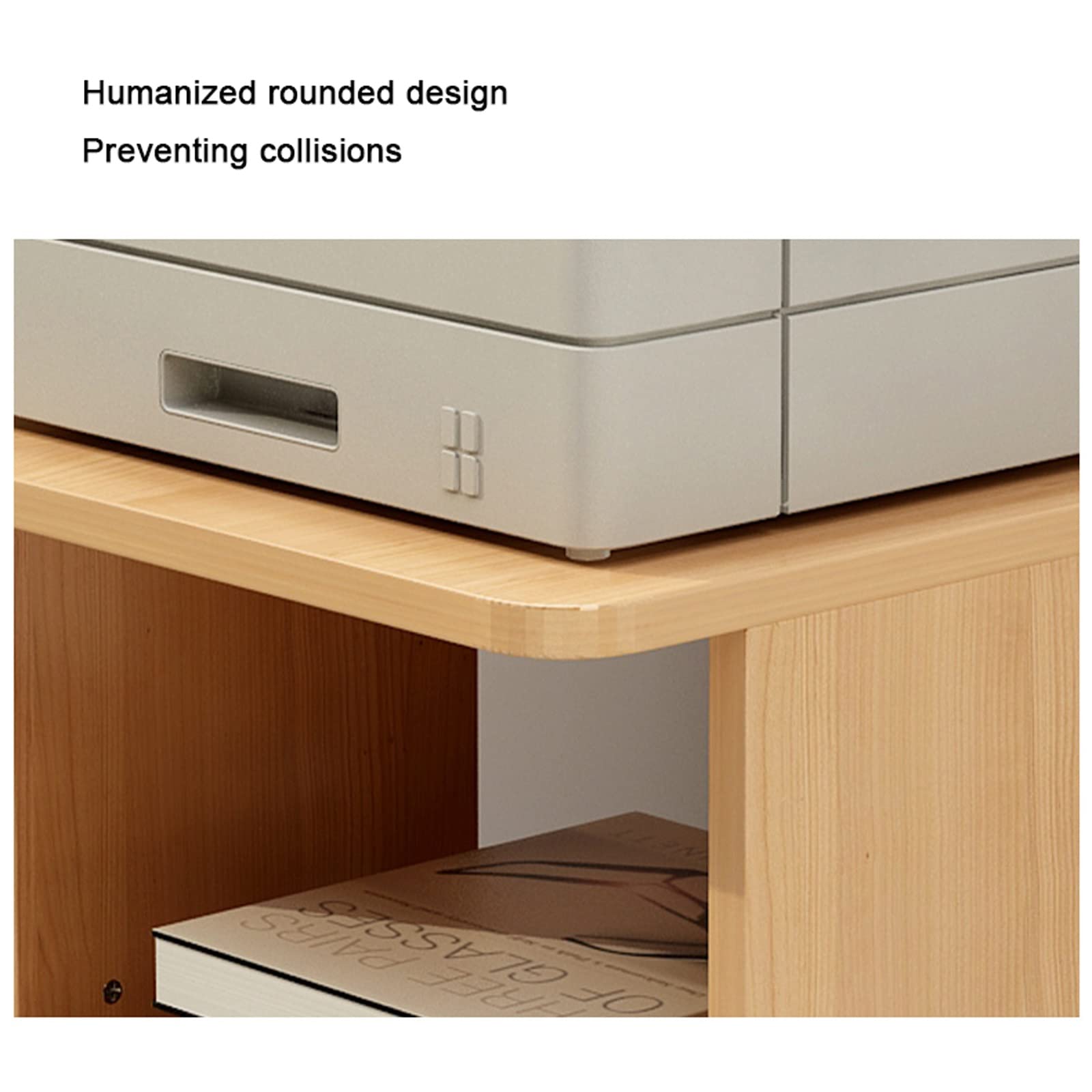Printer Stand Shelf 2-Tier Movable Laser Printer Cart Large Machine Stand Under Desk Heavy Duty Rolling Table with Storage Floor Standing Rack on Wheels Paper File Organizer Shelf for Home Office (whi