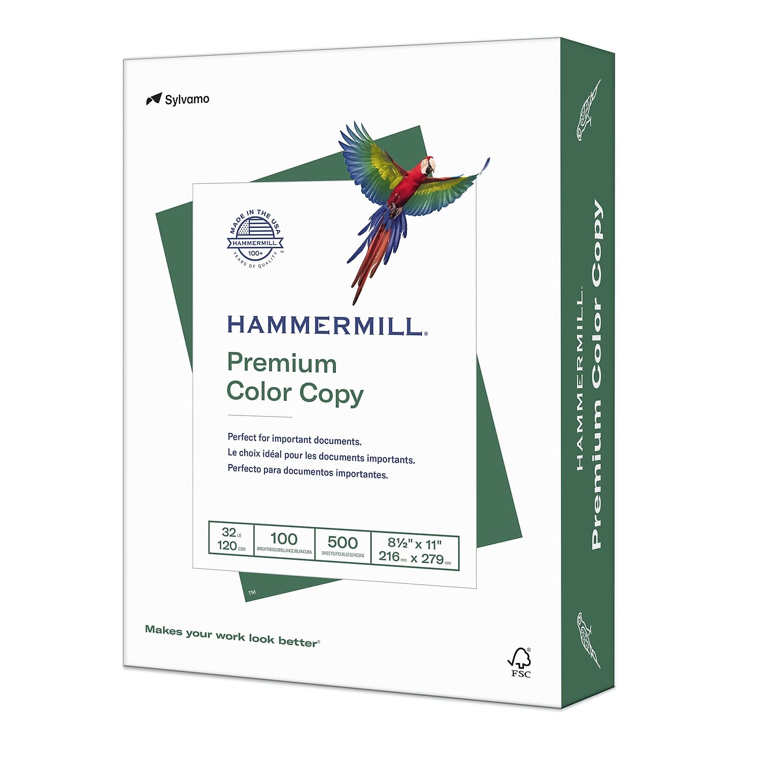 Hammermill Printer Paper, Premium Color 32 Lb Copy Paper, 8.5 x 11-1 Ream (500 Sheets) - 100 Bright, Made in the USA, 102630R