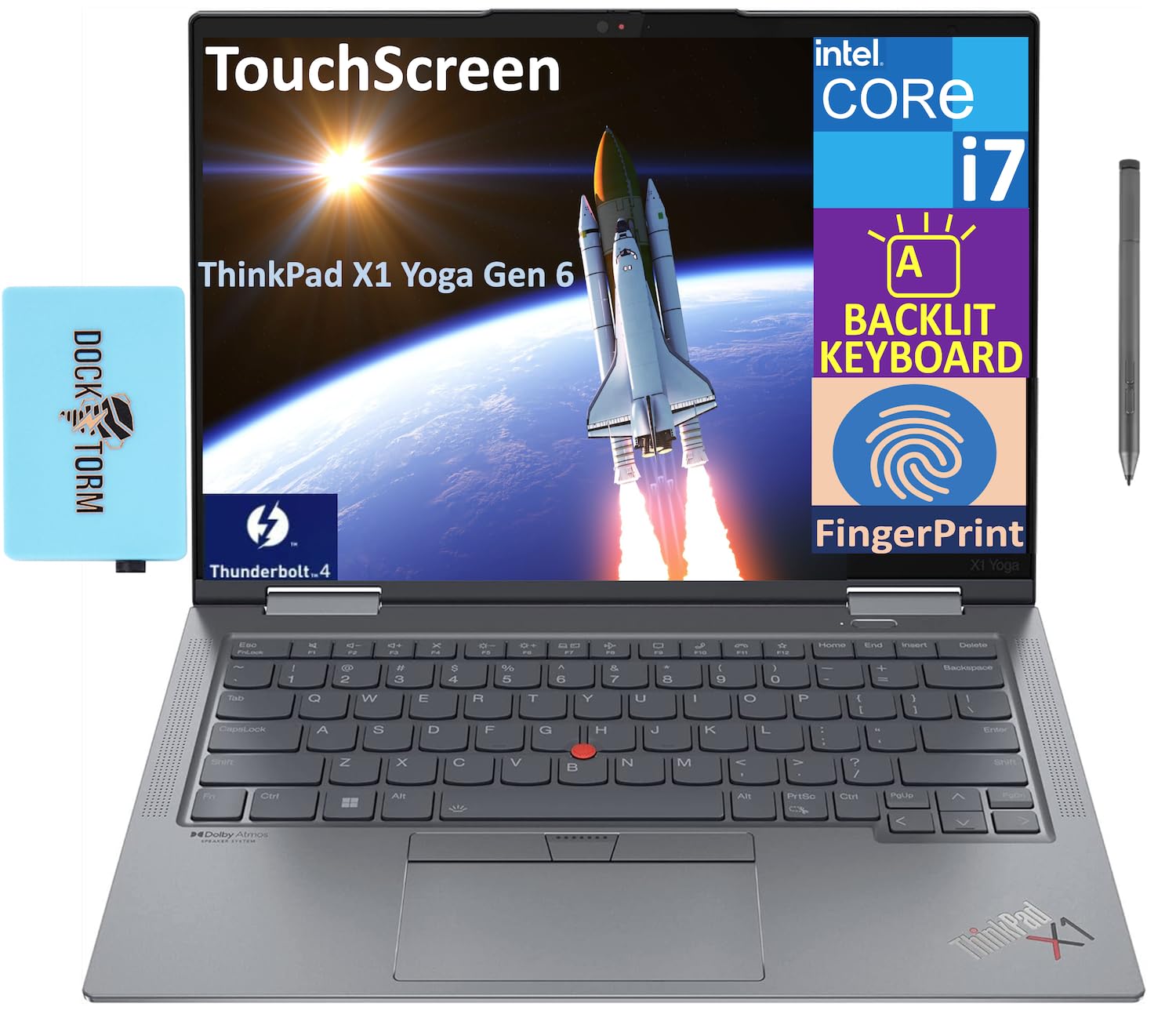 Lenovo ThinkPad X1 Yoga Gen 6 14" FHD+ IPS, Touchscreen, 500 Nits, 2-in-1 Laptop (Intel i7-1165G7, 16GB RAM, 2TB PCIe SSD, Backlit KYB, Fingerprint, 2 Thunderbolt 4, Active Pen, Win11P) w/DKZ Hub