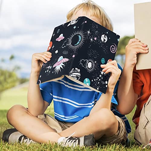 Flashideas Spacecraft Book Protector for Paperbacks Durable Premium Fabric Checkbook Cover for Women and Men Portable Textbook Cover Gift for Classmate Friend BFF