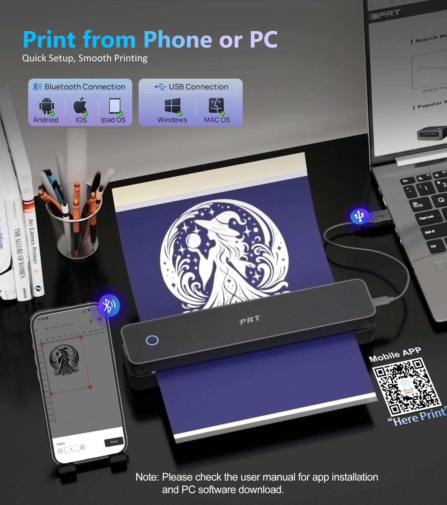 PRT Shipping Label Printer - 150mm/s 4x6 Desktop Thermal Label Printer for Shipping Packages, Small Business, USPS, FedEx, Shopify, Etsy, Amazon, Ebay