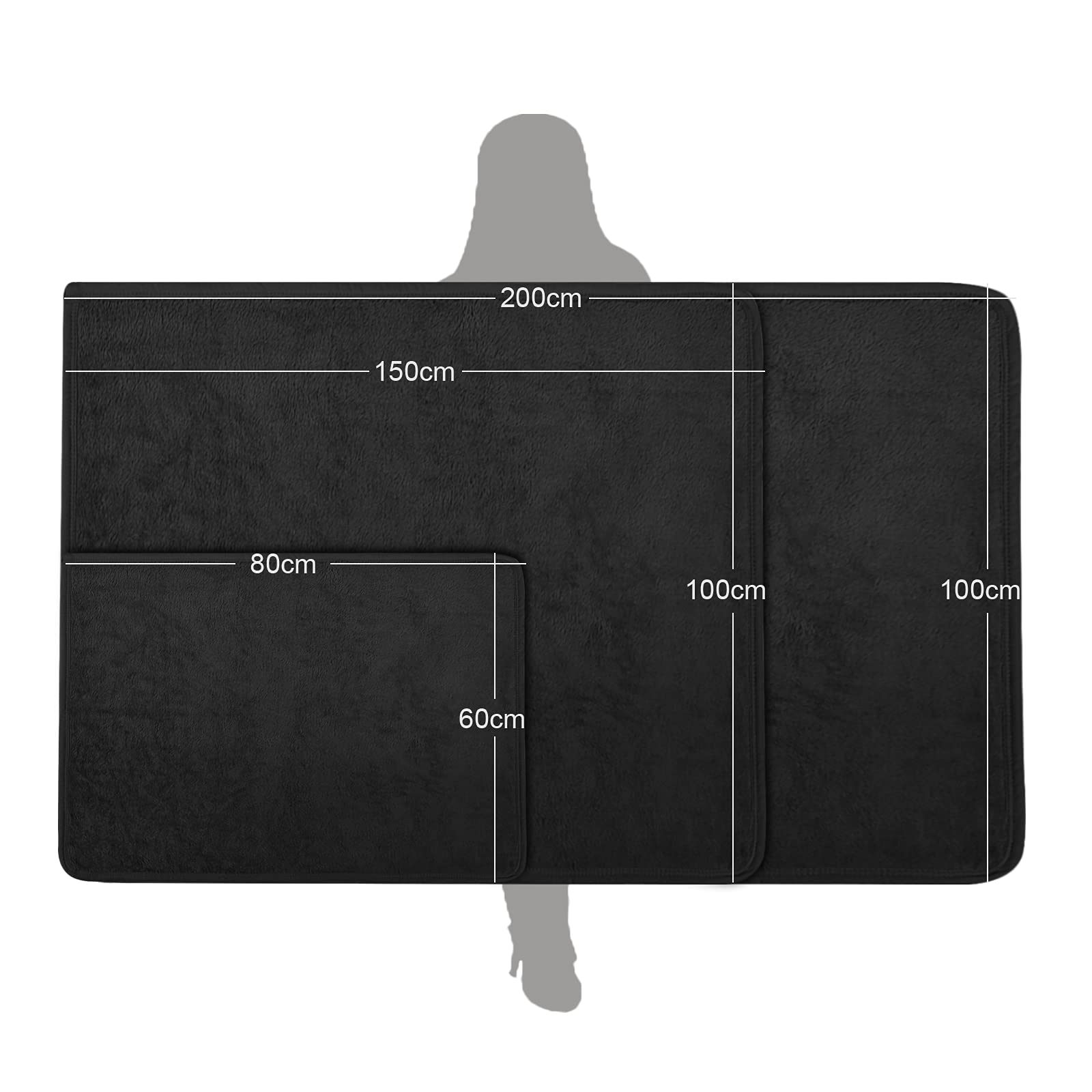 EIUE Comfortable Flannel Throw Blanket,Twin Size Full Body Warming Premium Fleece Bedding Quilt,Reversible Microfiber Blanket for All Season(Black,60x80inch)