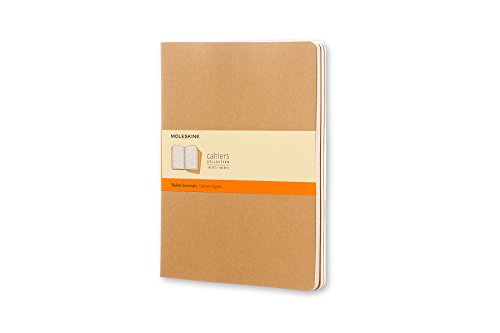 Moleskine Cahier Journal, Soft Cover, XL (7.5" x 9.5") Ruled/Lined, Kraft Brown, 120 Pages (Set of 3)