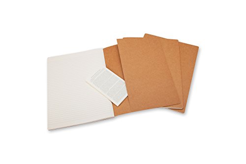 Moleskine Cahier Journal, Soft Cover, XL (7.5" x 9.5") Ruled/Lined, Kraft Brown, 120 Pages (Set of 3)