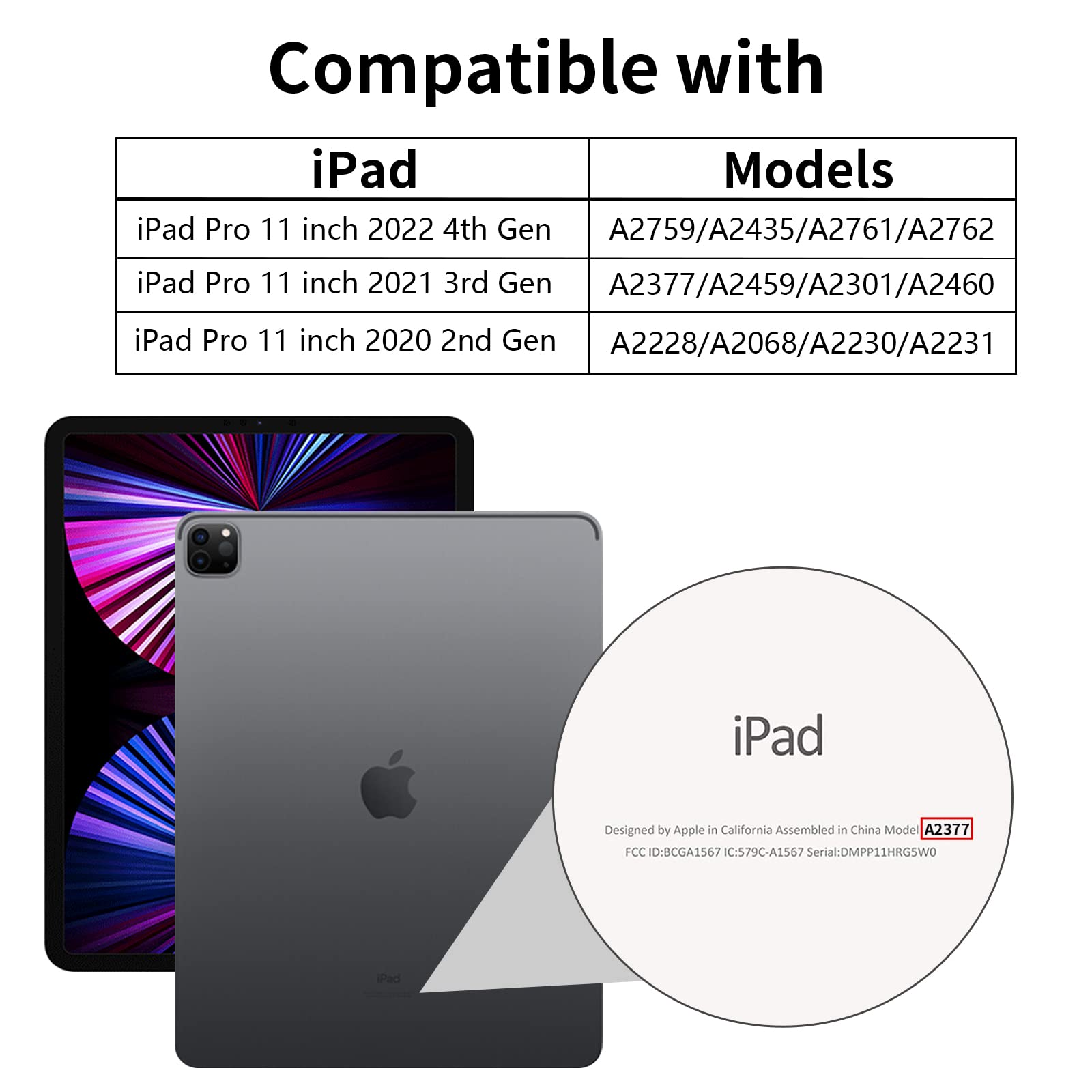 Wenlaty Compatible with iPad Pro 11 Inch Case 4th/3rd/2nd Generation with Pencil Holder, for iPad 11 Pro Case 2022/2021/2020, Slim Protective Cover with Soft TPU Back, Auto Wake/Sleep, CamouflageBlue