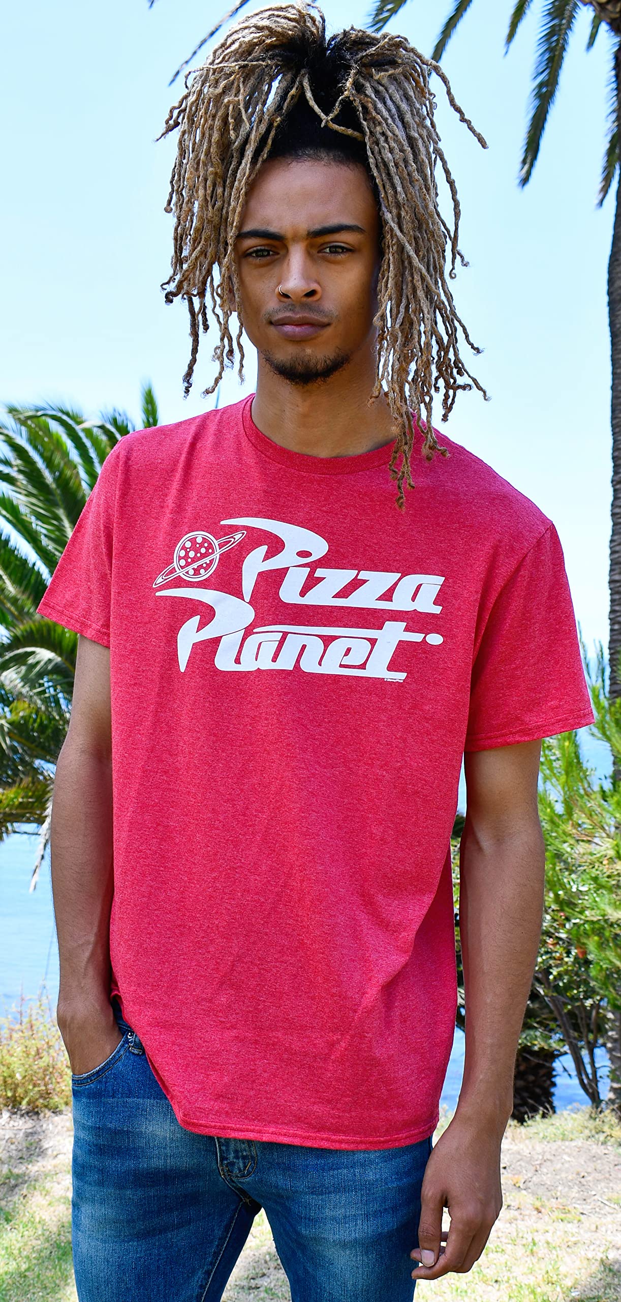 Toy Story Pizza Planet Delivery Adult T-Shirt (Medium, Heather Red)