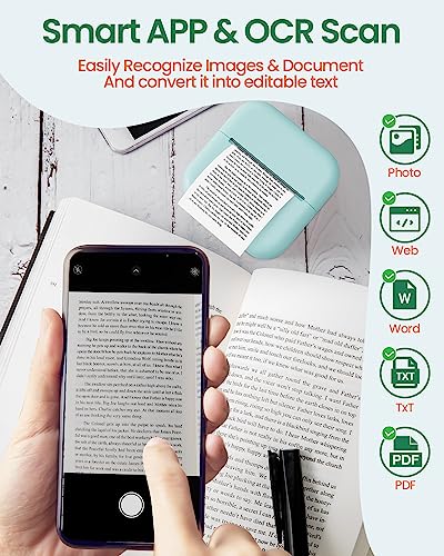 Memolife M02L Mini Printer Sticker Maker - Inkless Printer with 1 Roll Non-Adhesive Paper, Sticker Printer Machine for IOS + Android, Bluetooth Thermal Printer for Organizing Office Documents Printing