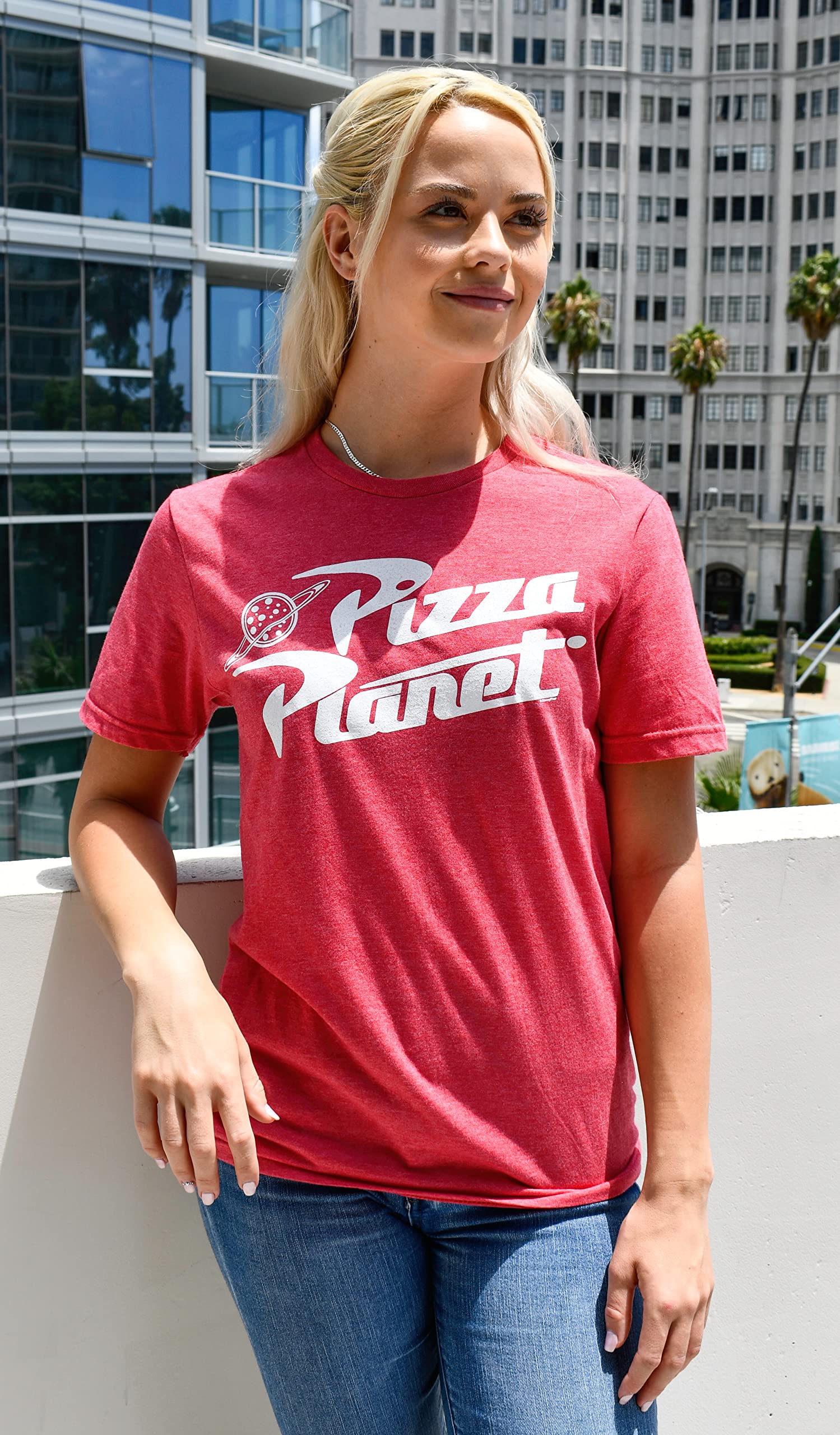 Toy Story Pizza Planet Delivery Adult T-Shirt (Medium, Heather Red)