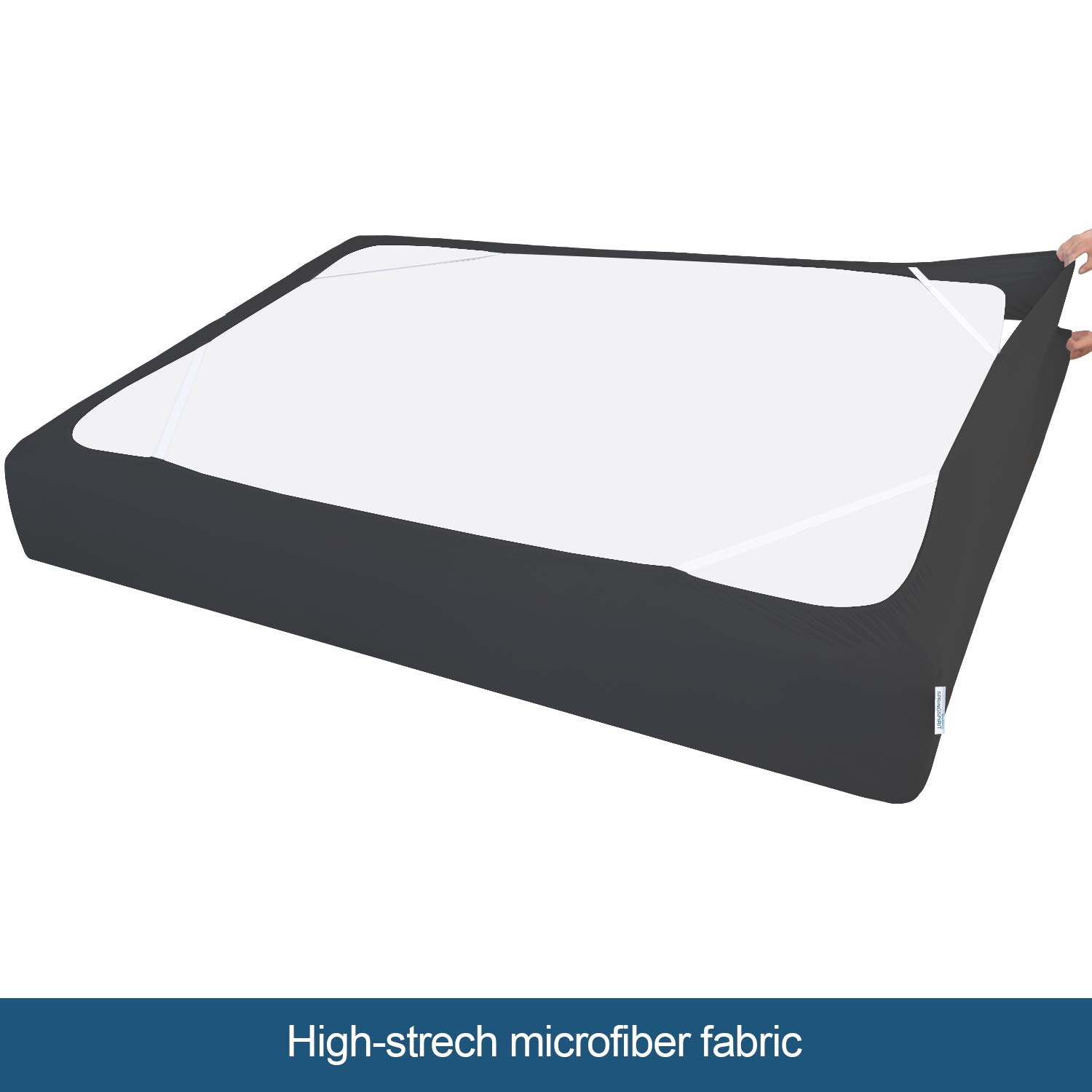 Box Spring Cover Queen Size, Alternates for Bed Skirt, Smooth and Elastic Woven Material Wrap Around 4 Sides of The Box Spring, Wrinkle & Fading Resistant, Washable, Dustproof, Black