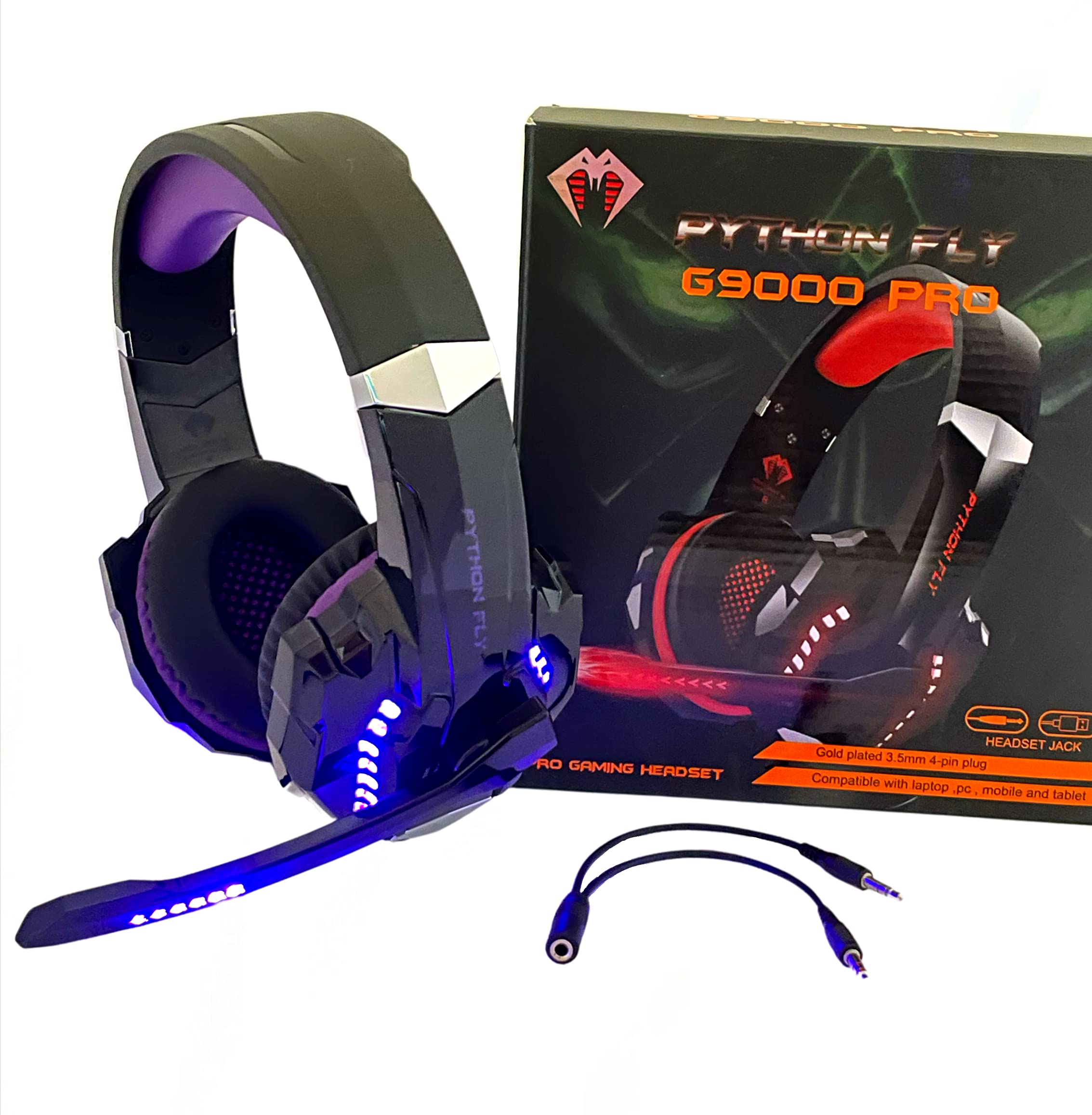 Nxt Level G9000 Pro 7.1 Stereo Surround Sound Lightweight Gaming Headset Noise Cancelling Microphone RGB LED Light Up Headphones Soft Over Ear Memory Pads for PS4 PS5 PC Xbox ONE Switch PC Laptop Mac…