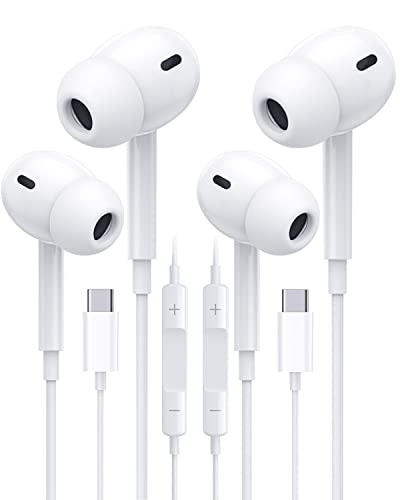 USB C Headphones, USB C Earbuds for Samsung Galaxy S23 Ultra S23+ USB Type C Wired Headphone with Microphone HiFi Stereo USB C Earbuds for Galaxy S23 S22 Ultra S21 FE Z Flip 4 Oneplus 10 Pro (2 Pack)