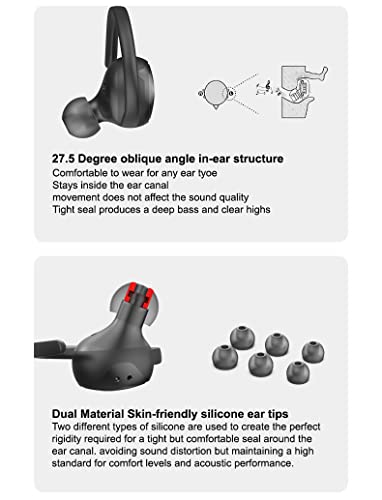 eDealz Fully Wireless Bluetooth 5.0 Rechargeable Active Sports Earbud Headphones w Smart LCD Display 48h USB C Power Charging Case Microphone Surround Stereo Bass and Passive Noise Cancelling (Pink)