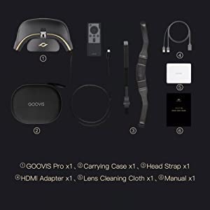 GOOVIS Pro AMOLED Display Head-Mounted Display Blu-Ray 2D / 3D Glasses for Netflix Prime Video Hulu Apple TV+ YouTube Video Movies Compatible with PS5 and Any Other Gaming Consoles HDMI connectable